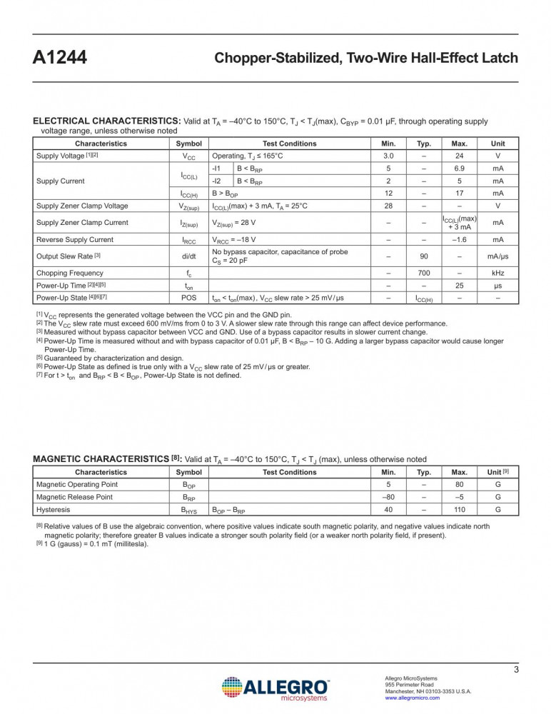 A1244 datasheet page 3