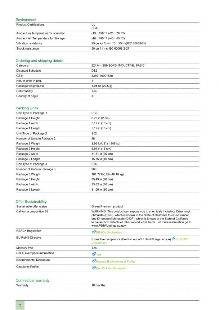 XS112BLPAM12 technical document page 2