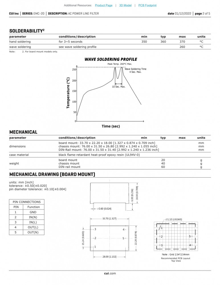 CUI EMC-20 datasheet page 2