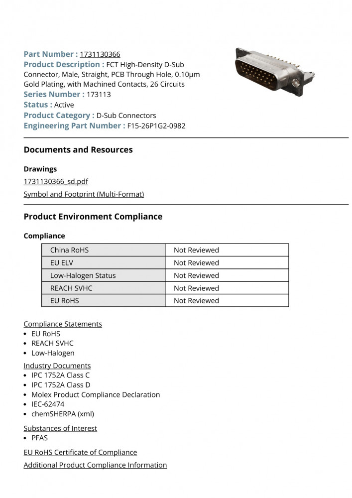 MOLEX 1731130366 technical drawing preview, page 1