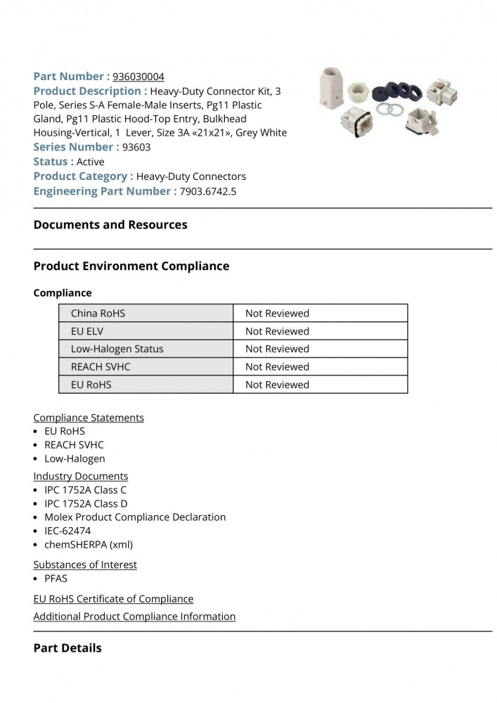 MOLEX 936030004 technical document page 1