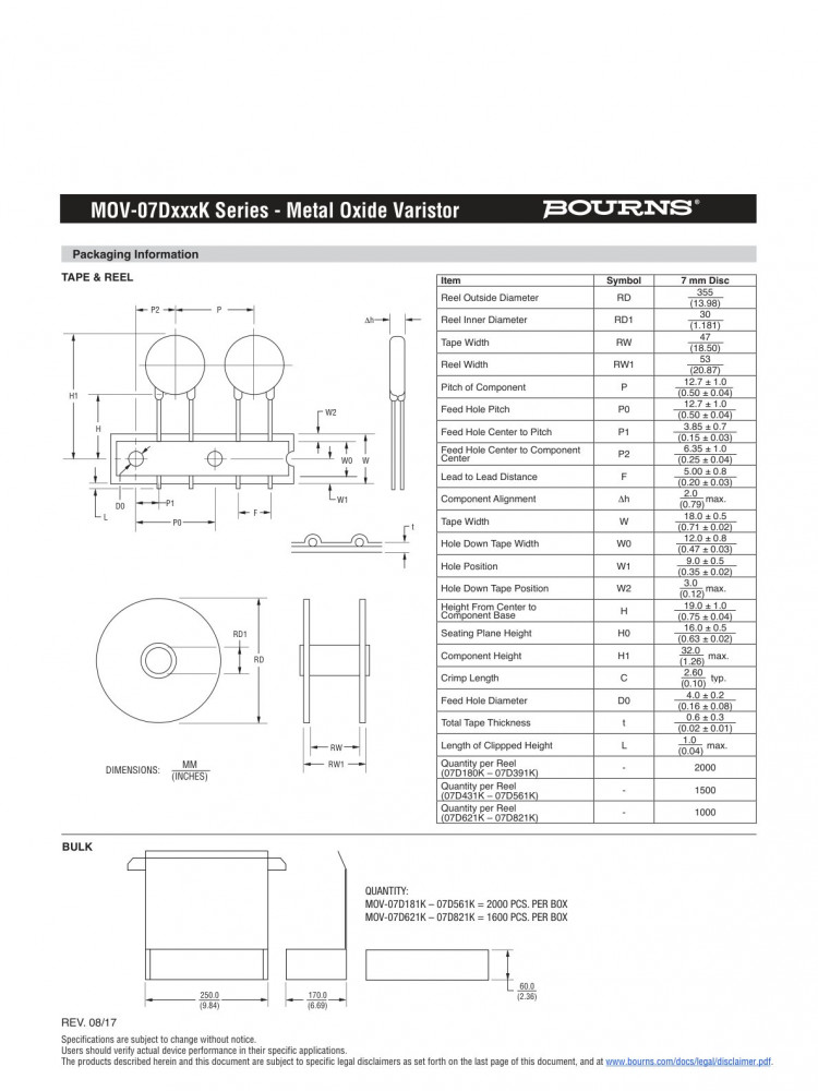 BOURNS MOV-07D series datasheet page 4