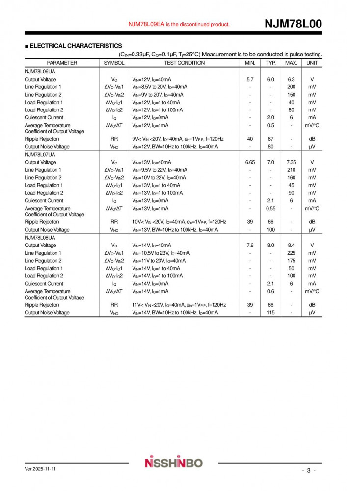 NJM78L00 datasheet page 3