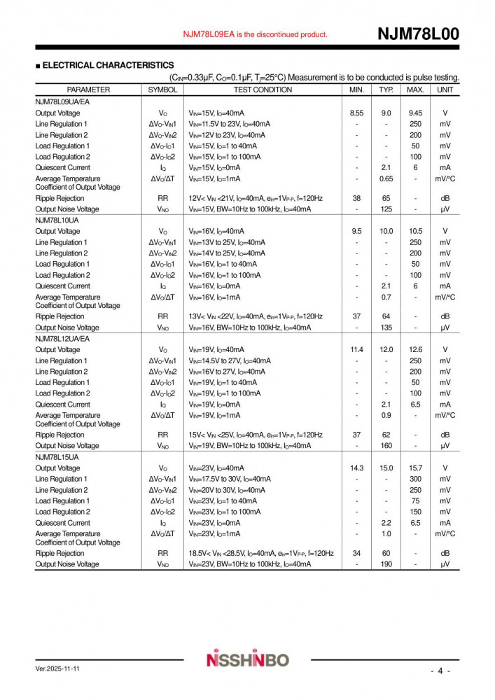 NJM78L00 datasheet page 4