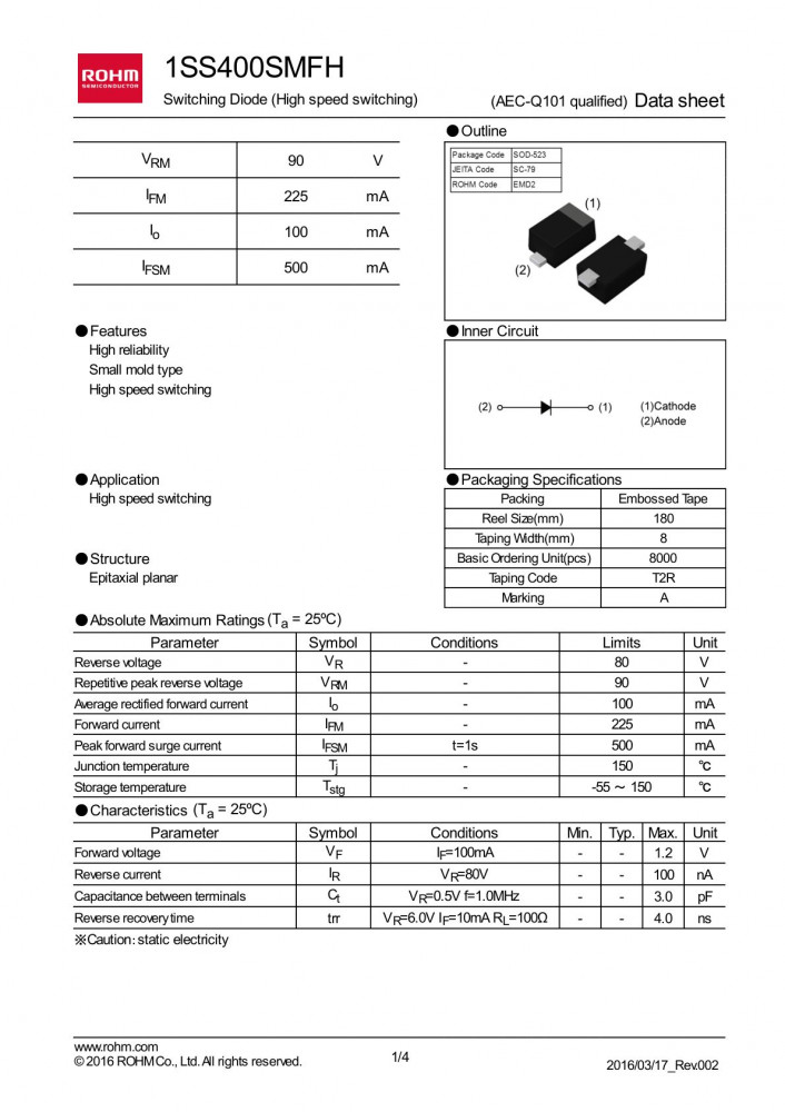 1SS400SMFHT2R datasheet page 1