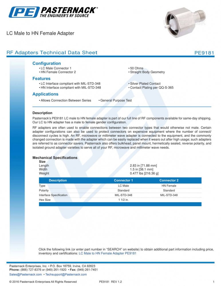 PE9181 technical document page 1