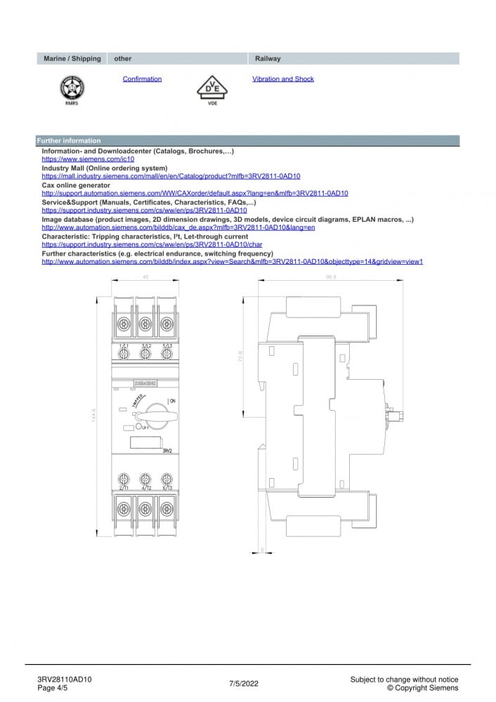 3RV28110AD10 datasheet page 4