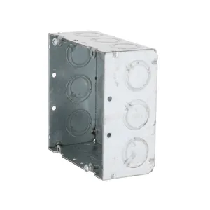 4-11/16 in. Square Box, Welded, 2-1/8 in. Deep with One 1/2 in. KO & Fifteen TKO's, Raised Ground for sale