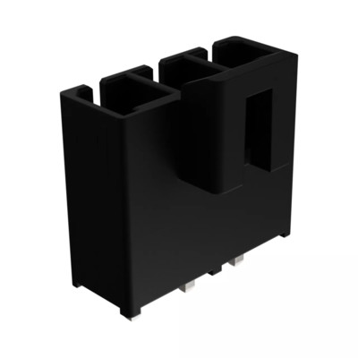 Mega-Fit ColorLock Right-Angle Header, 5.70mm Pitch, Single Row, 3 Circuits, Matte Tin (Sn) Plating, Glow-Wire Capable, Tray, Blue