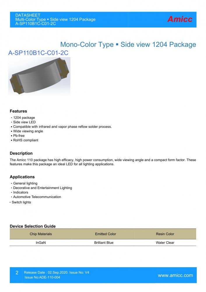 A-SP110B1C-C01-2C datasheet page 2