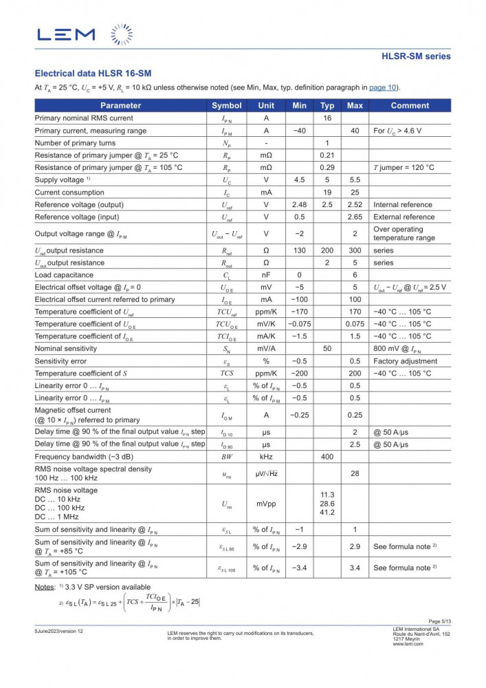HLSR-SM datasheet page 5