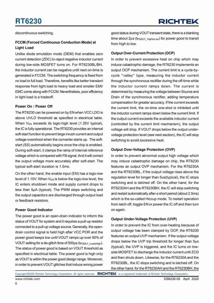 RT6230 datasheet page 6