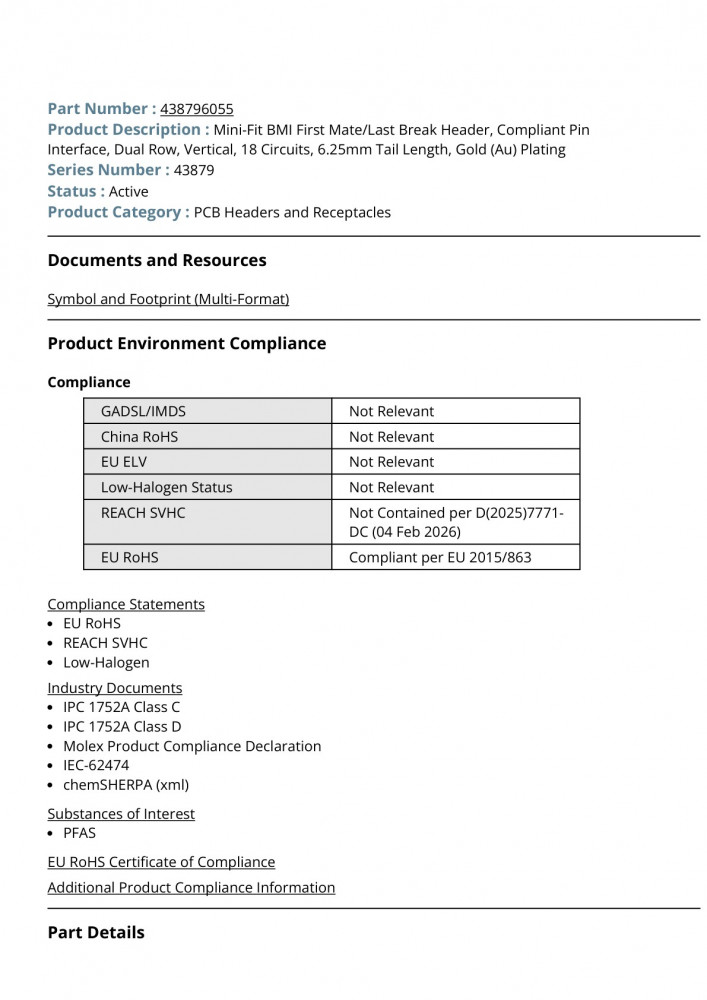 MOLEX 438796055 technical document image 1