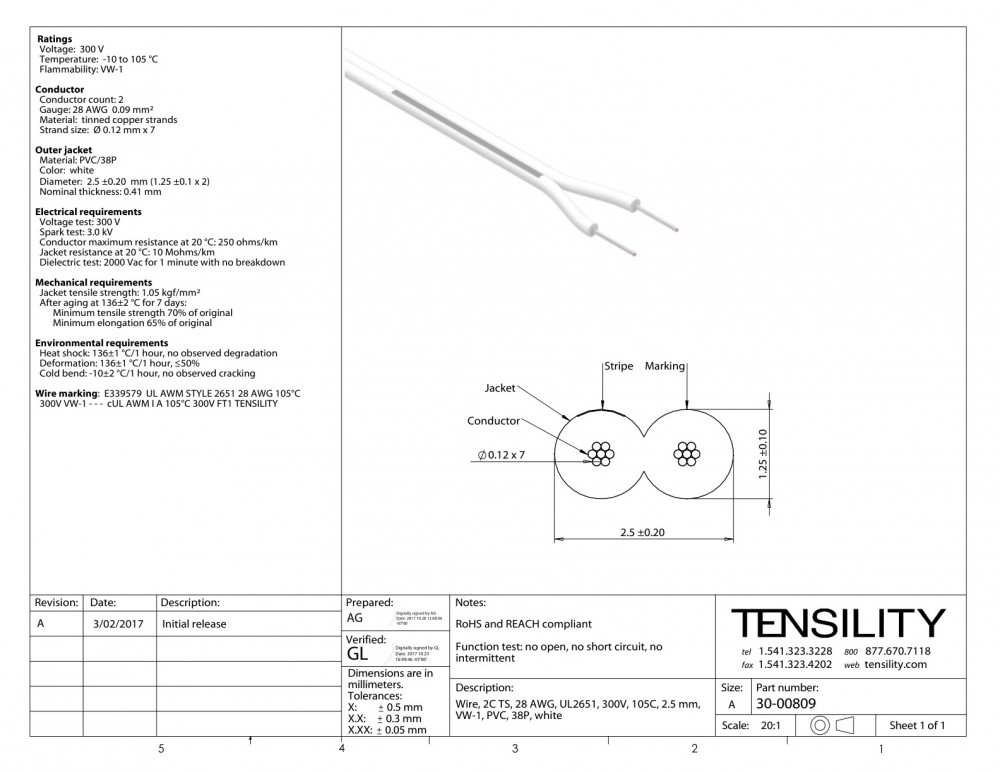 Tensility International 30-00809 product specification drawing