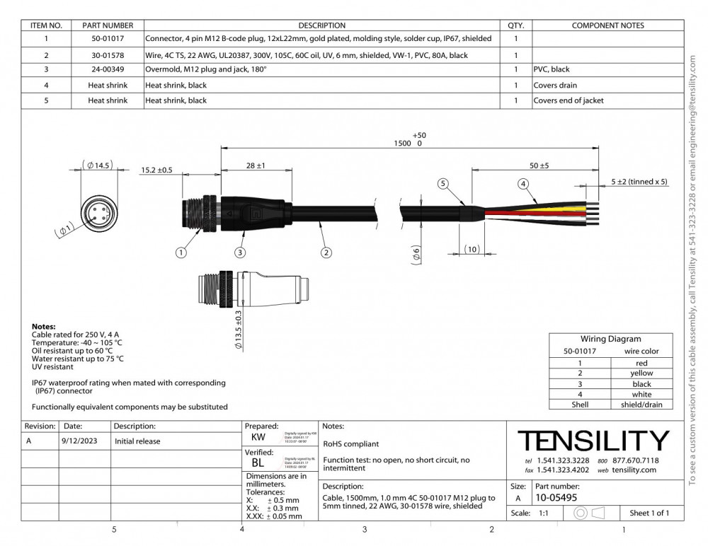 Tensility 10-05495 product drawing preview