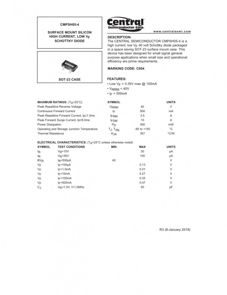 CMPSH05-4 datasheet page 1