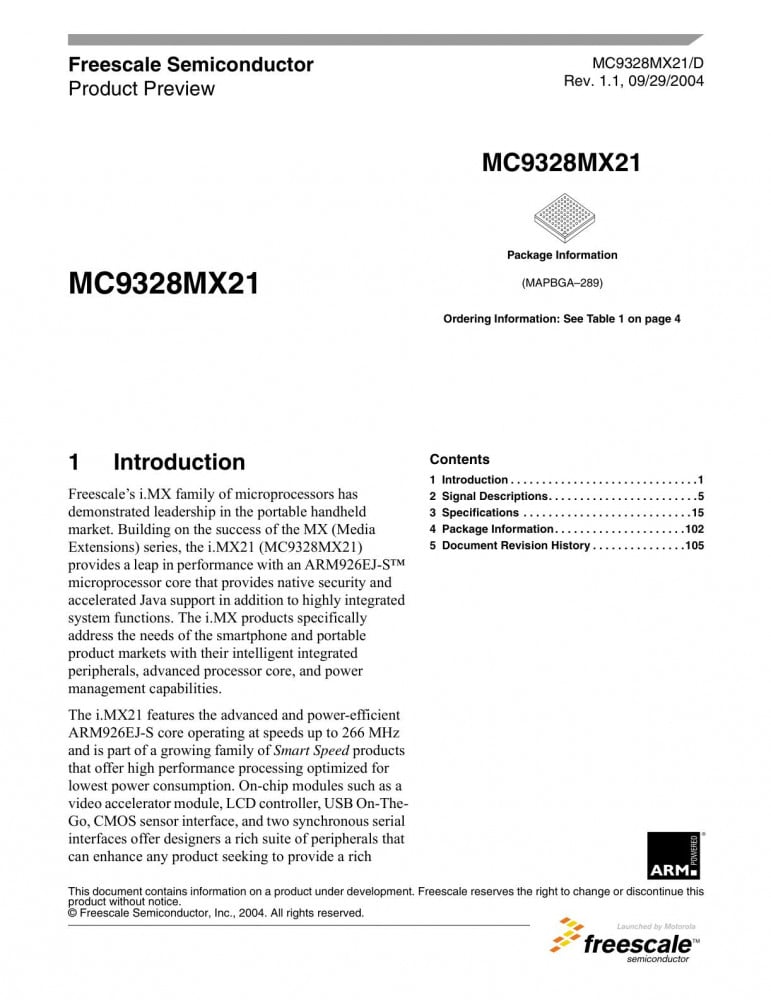 MC9328MX21 documentation page 1