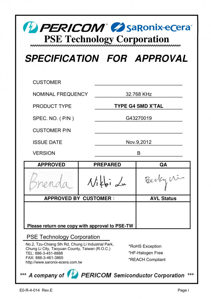 G43270019 specification page 1