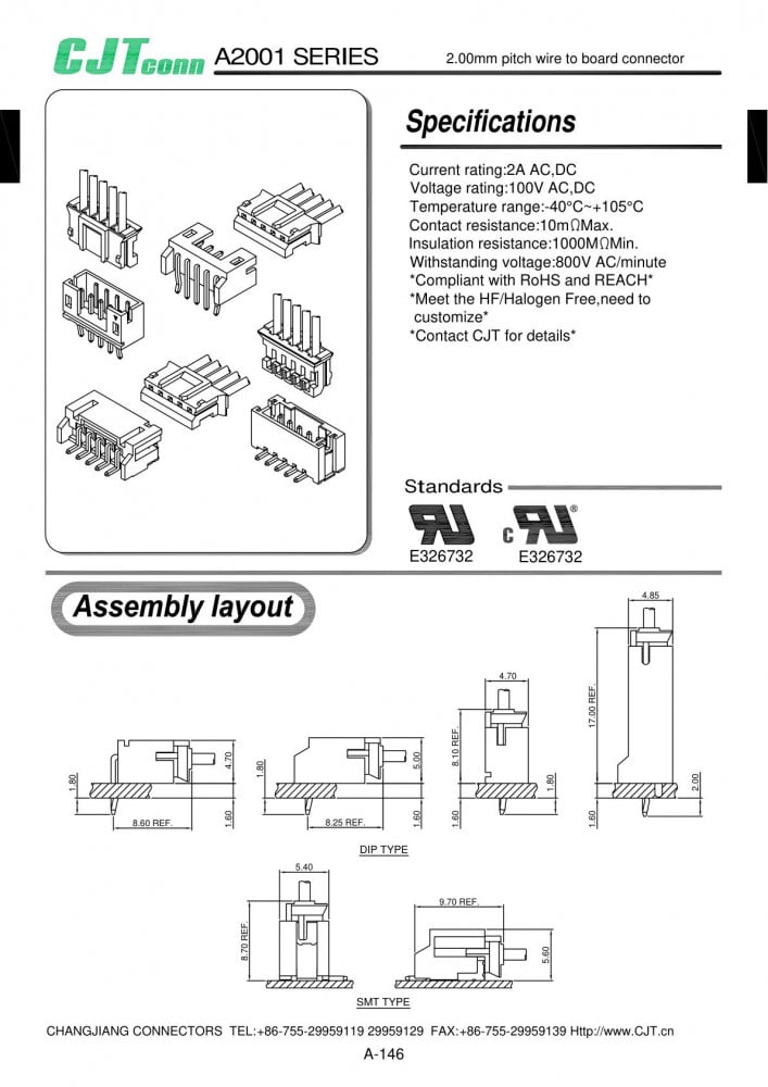 CJT A2001 series datasheet page 1