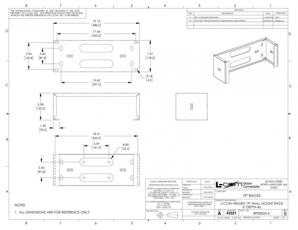 L-com RP00003-4 technical drawing preview