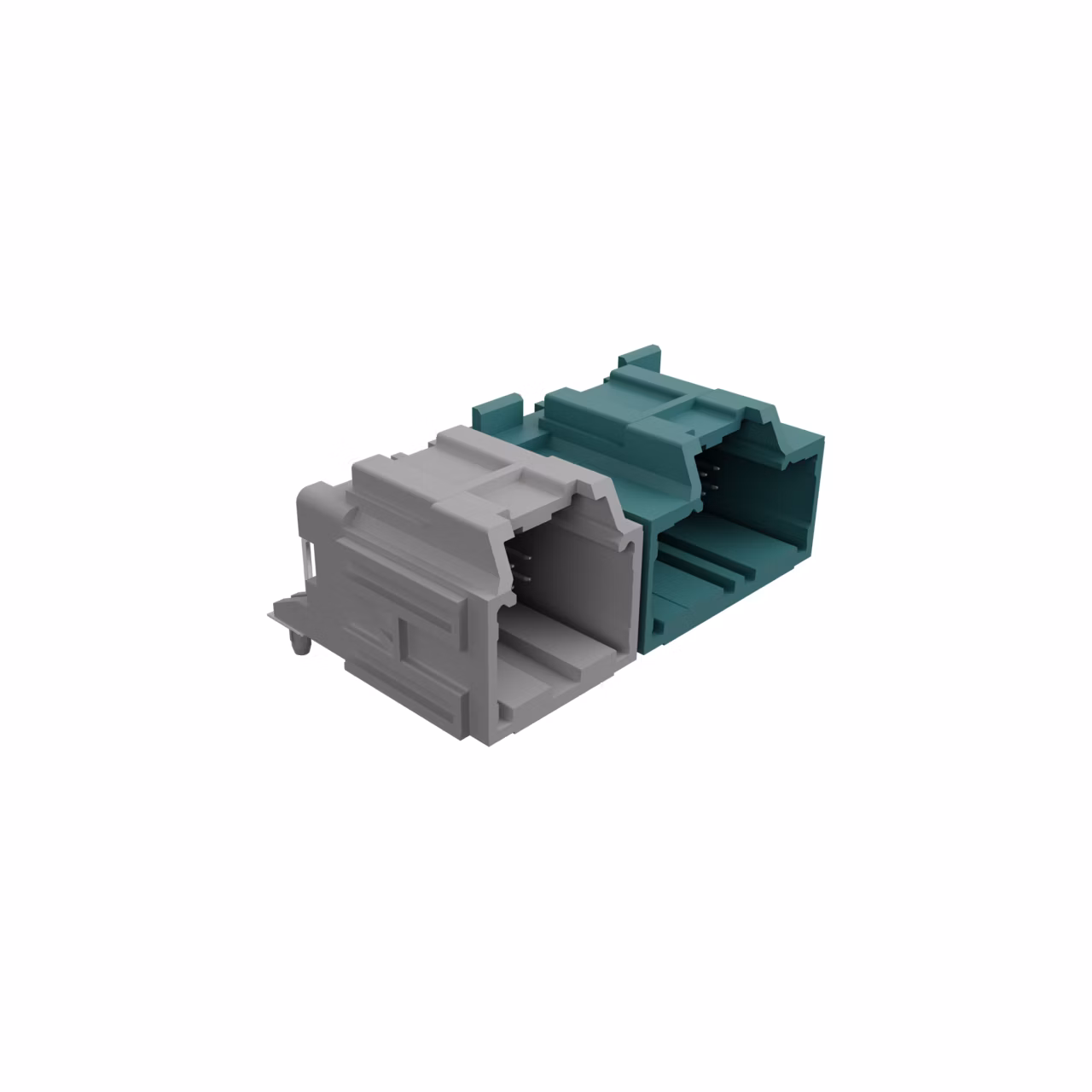 Stac64 2 Bay Right-Angle Headers, 32 Circuits, Bay A 12 Circuit Signal Header, Polarization B, Gray; Bay B 20 Circuit Signal Header, Polarization D, Green; Tray for sale