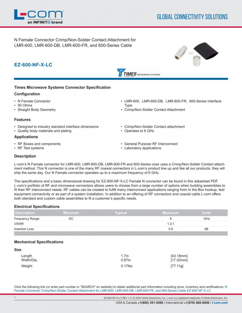 EZ-600-NF-X-LC datasheet page 1