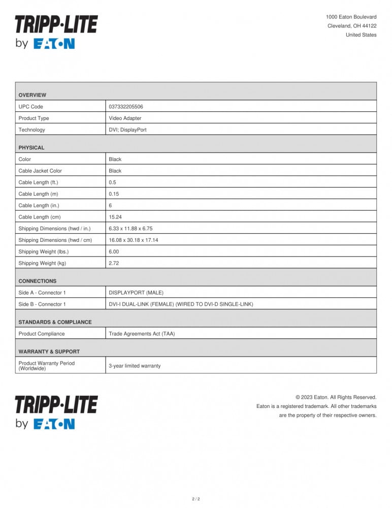 P134-000-50BK technical document page 2