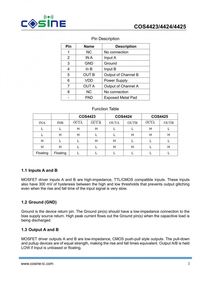 COS4424SR datasheet page 3