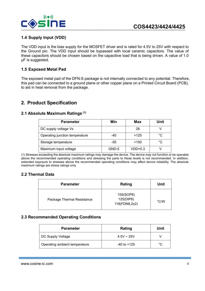COS4424SR datasheet page 4