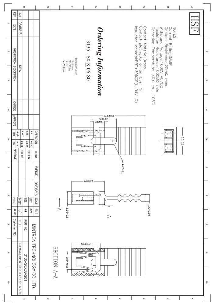 MINTRON 3135-S0B06-S01 technical drawing