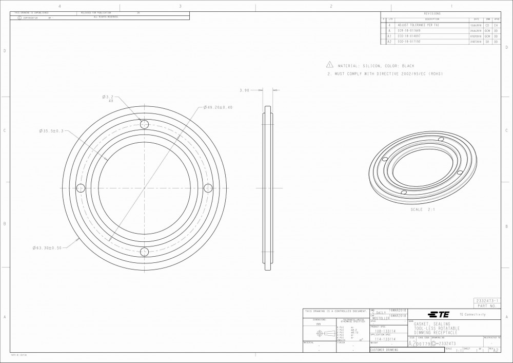 TE Connectivity 2332473-1 controlled drawing preview