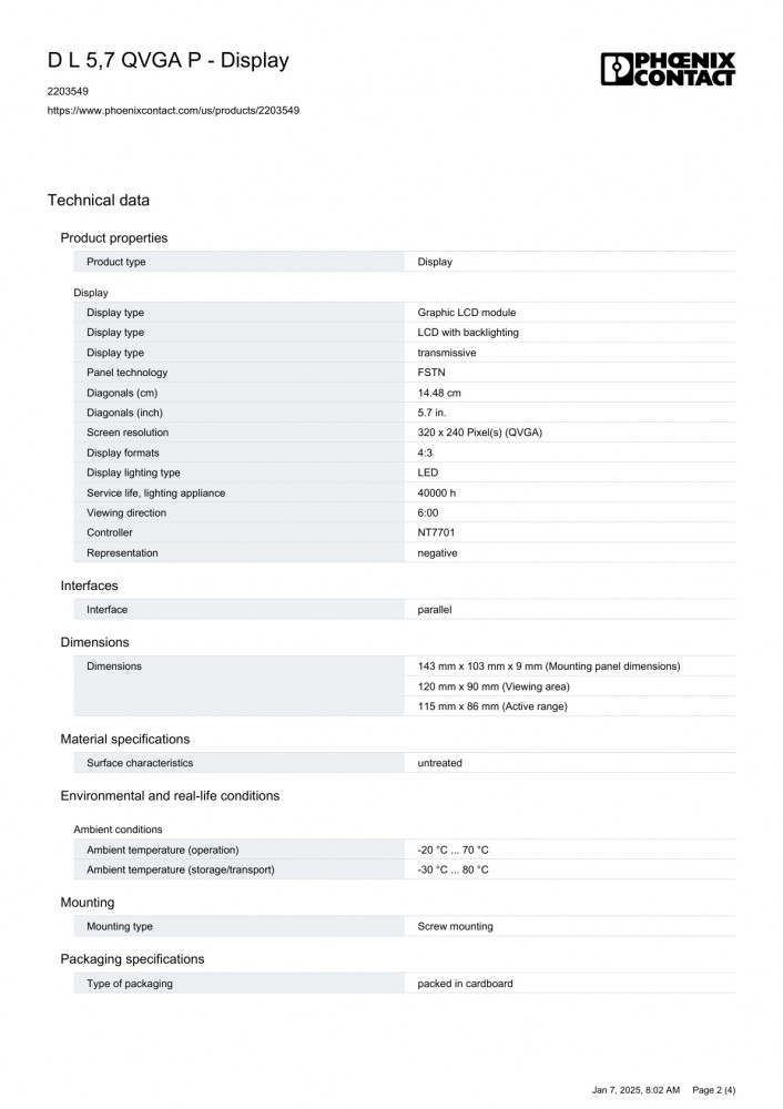 Phoenix Contact 2203549 technical document page 2