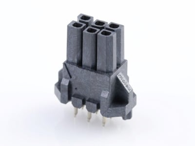 Micro-Fit BMI Receptacle Header, Dual Row, Vertical, with Press-fit Plastic Pegs, 2.54µm Tin (Sn), 6 Circuits for sale