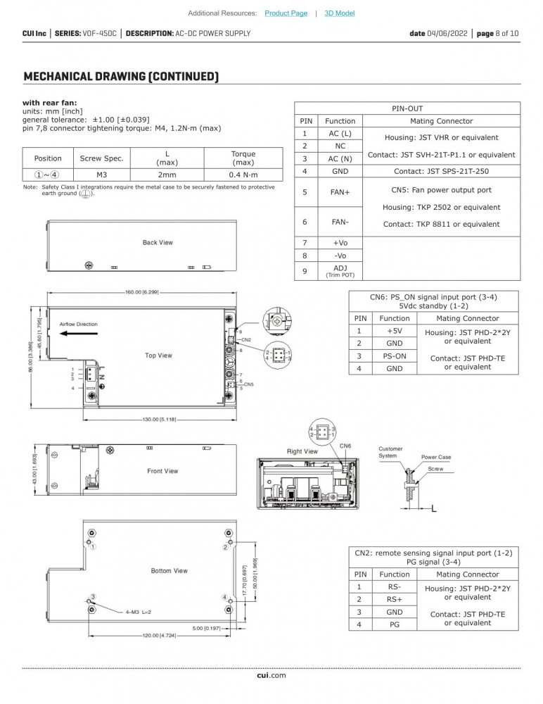 VOF-450C series datasheet page 8