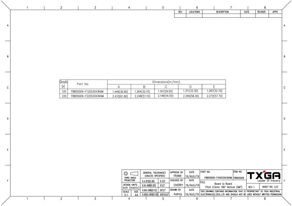 TXGA FBB05009 drawing page 2