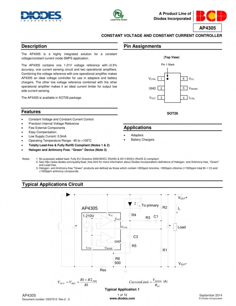 AP4305 datasheet page 1