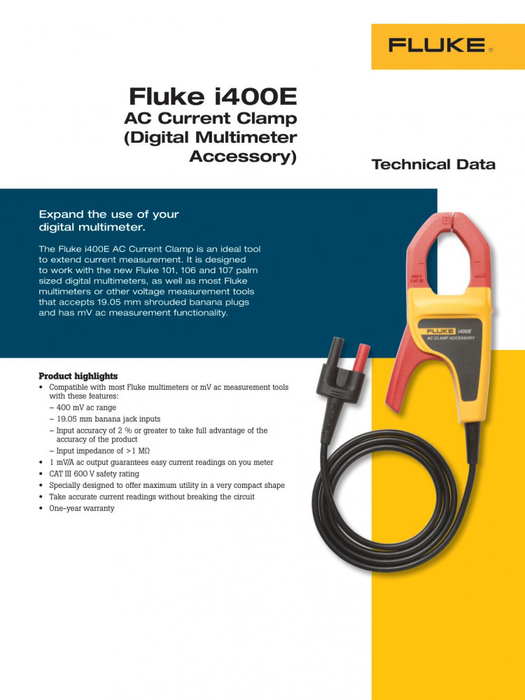Fluke i400E technical document page 1