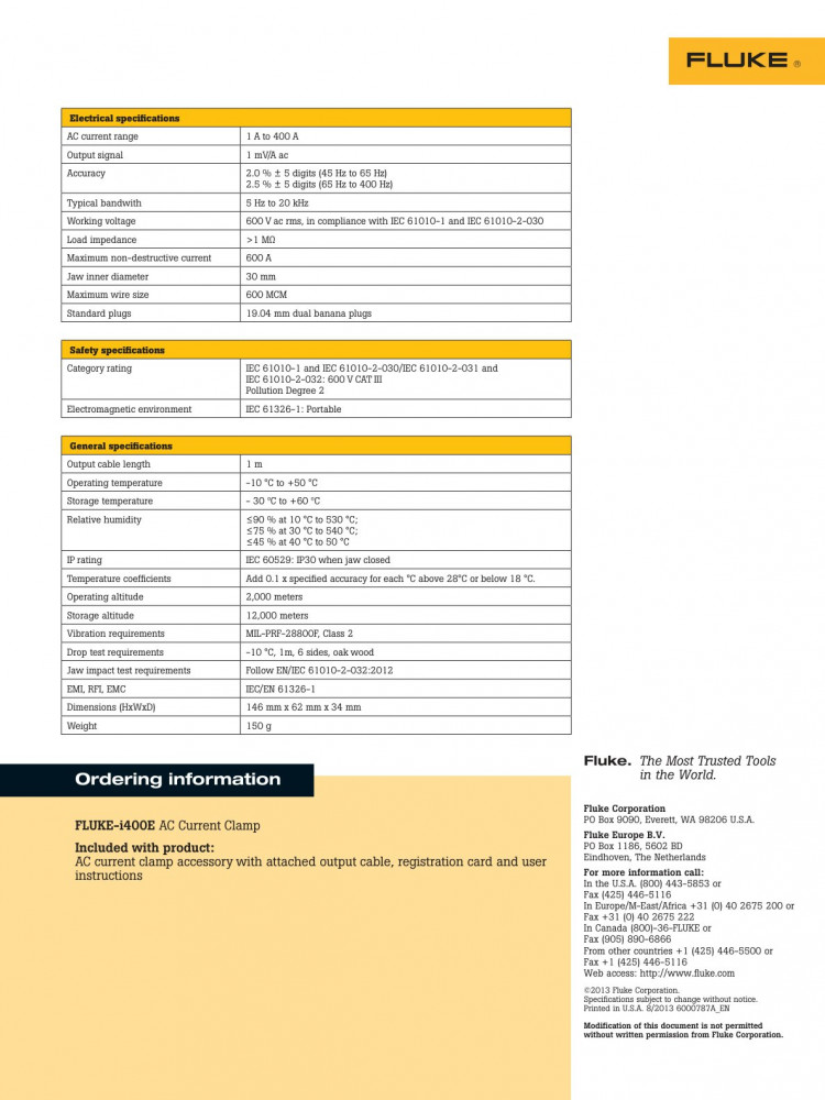 Fluke i400E technical document page 2