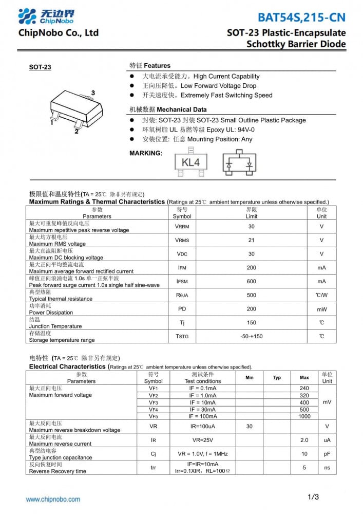 BAT54S,215-CN datasheet page 1