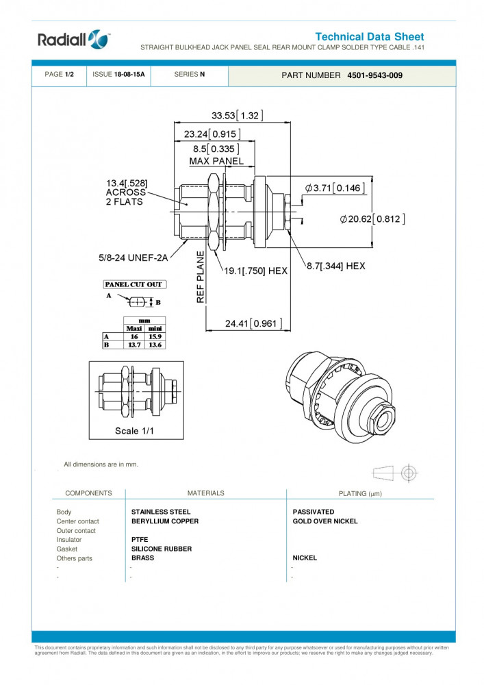 Radiall 4501-9543-009 datasheet, page 1