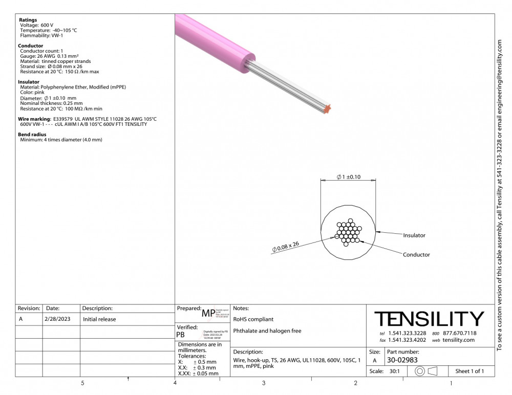 Tensility International 30-02983 product drawing