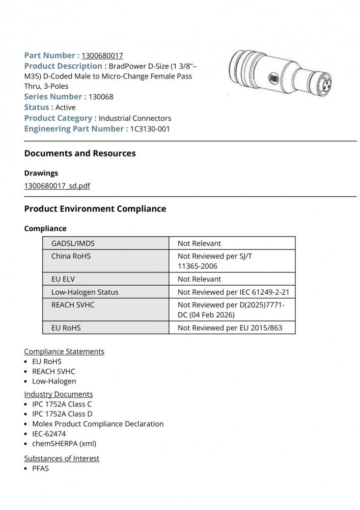 Molex 1300680017 drawing image 1
