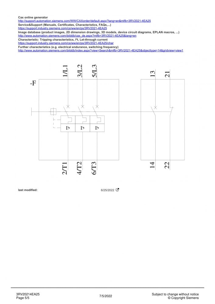 3RV20214EA25 technical document page 5