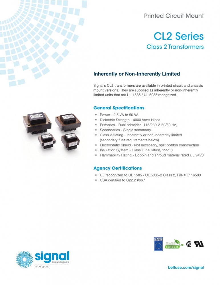 Bel Fuse CL2 Series datasheet page 1
