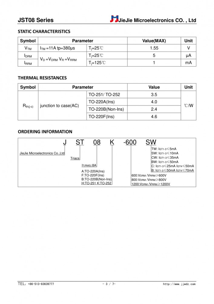 JST08A-600BW datasheet page 3