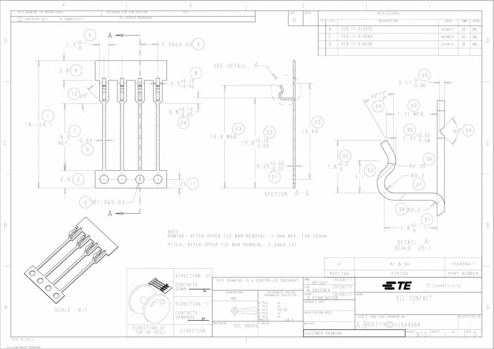 TE Connectivity 1544394-1 technical drawing preview