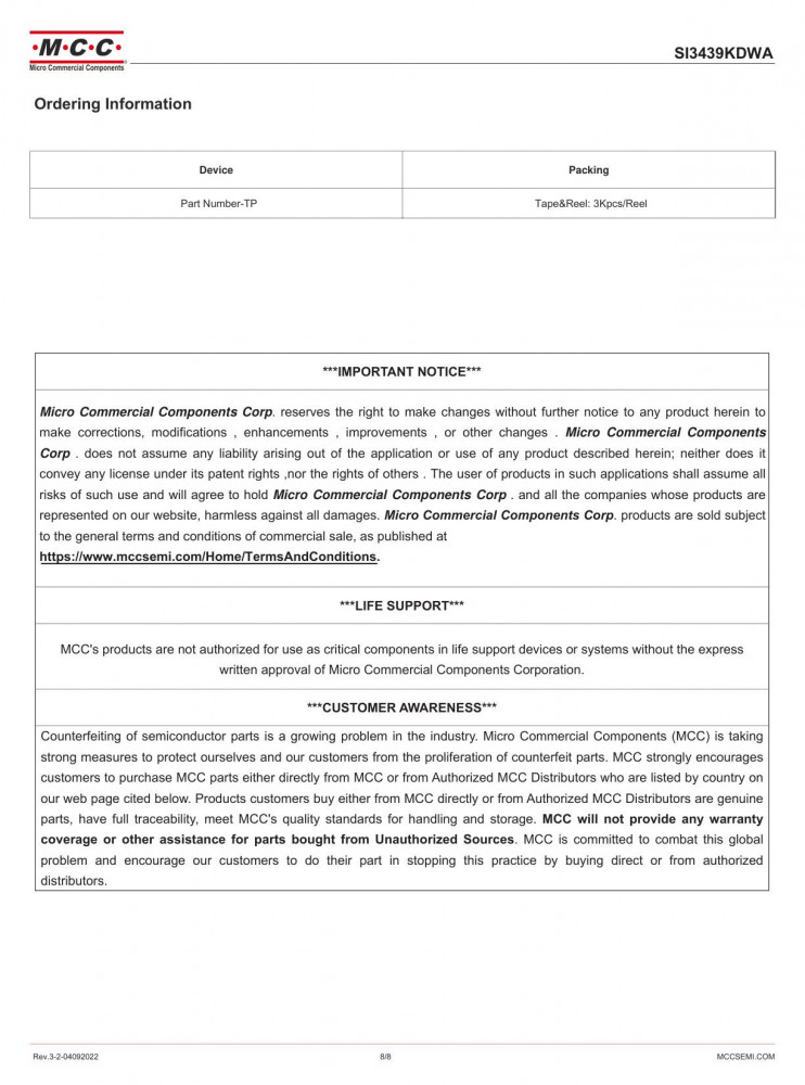 SI3439KDWA-TP datasheet page 8