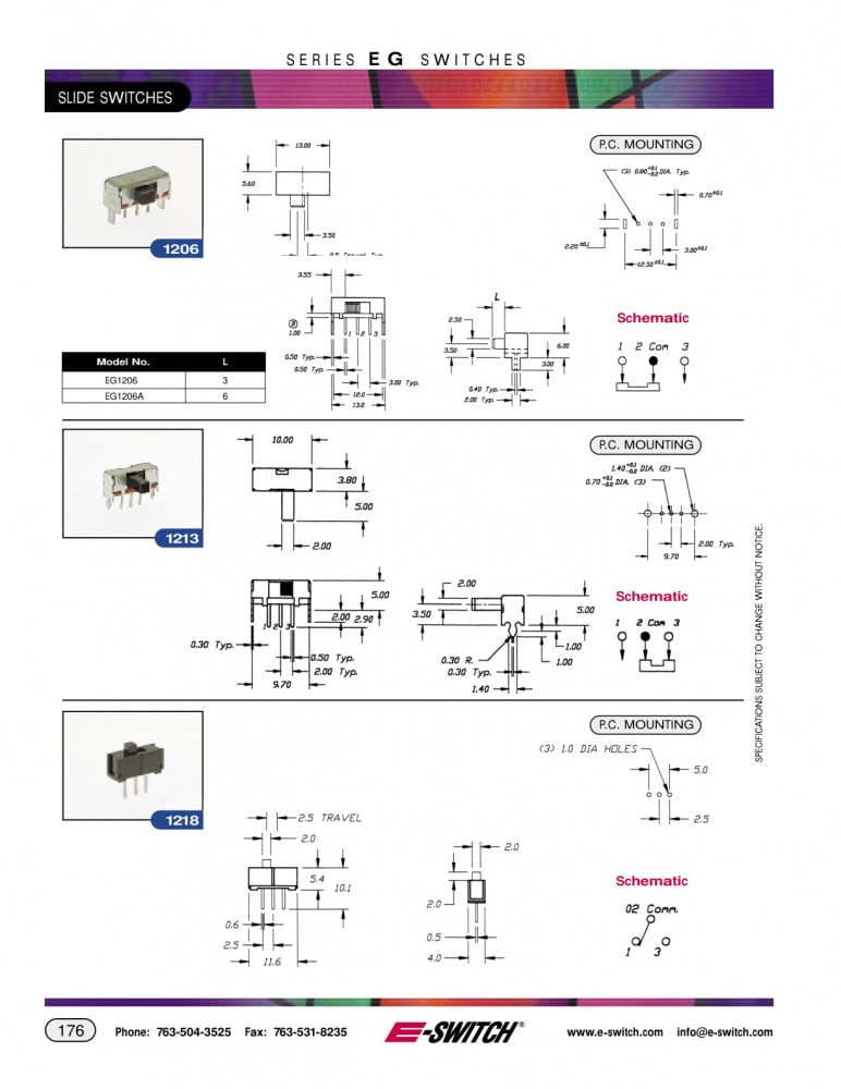 E-Switch EG1257 technical document page 2
