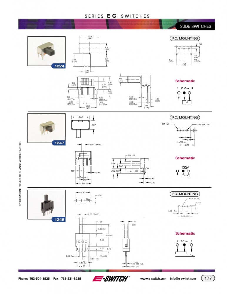 E-Switch EG1257 technical document page 3