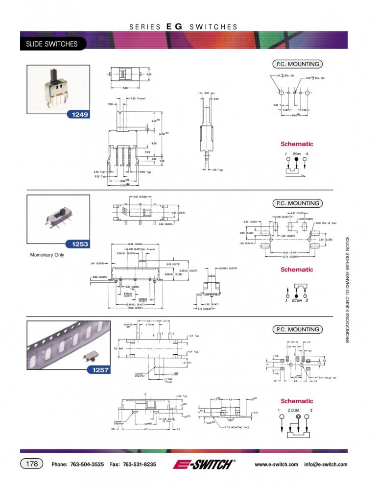E-Switch EG1257 technical document page 4
